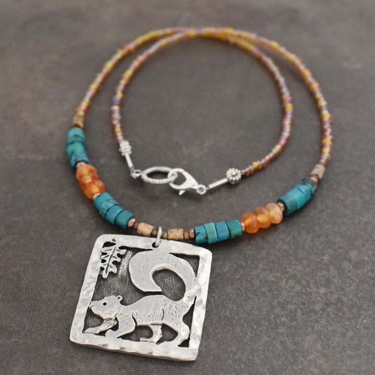 Beaded Squirrel Necklace - Wild Hare Gems