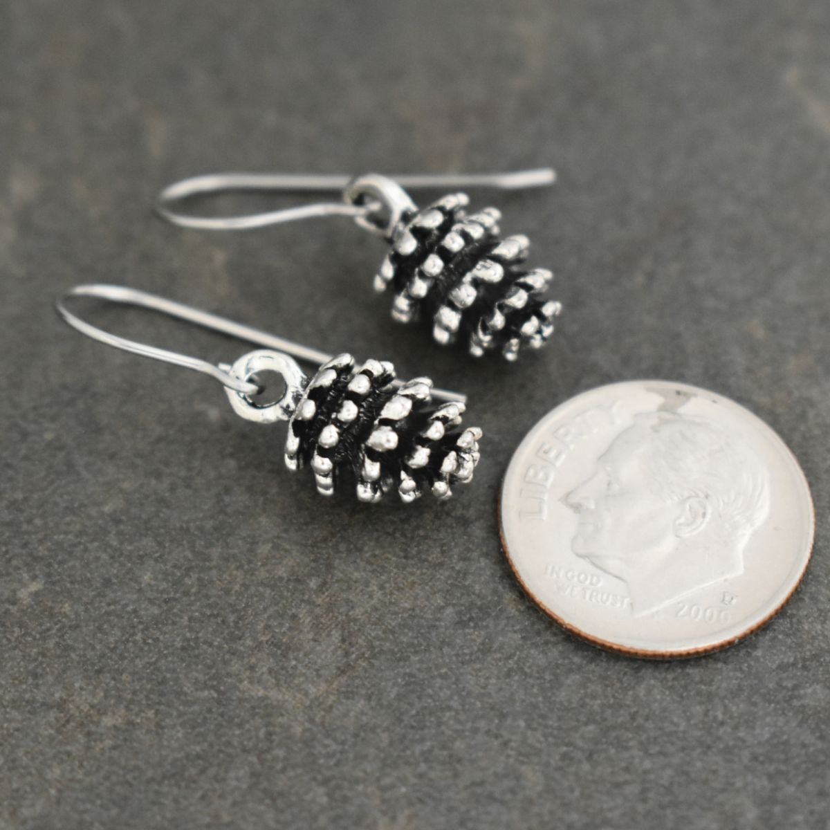 Silver Pine Cone Earrings - Wild Hare Gems