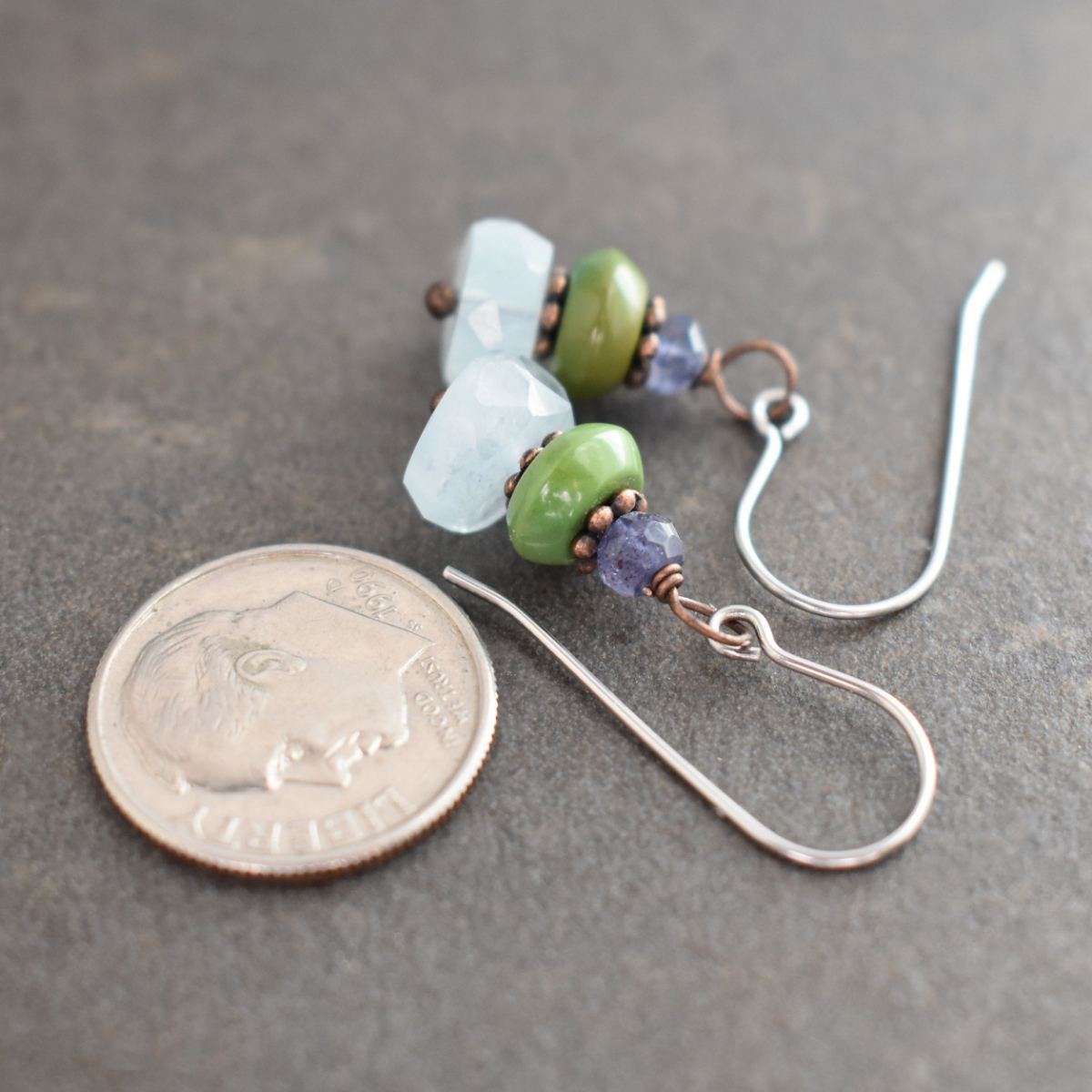 Iolite, Turquoise, Aquamarine Earrings – Wild Hare Gems