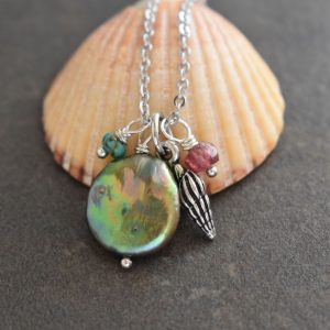 Seashell Coin Pearl Necklace - Wild Hare Gems