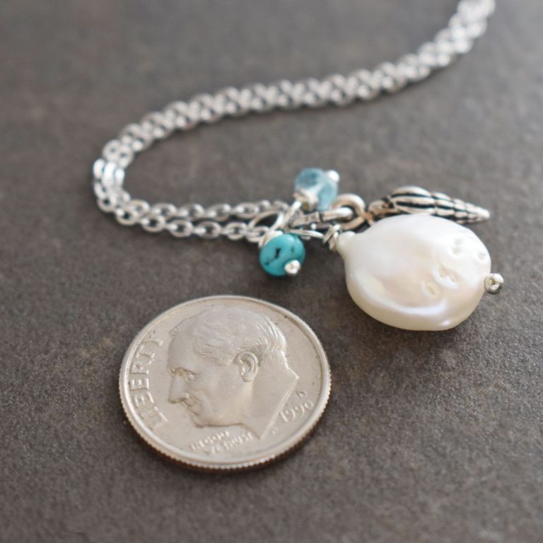 Seashell Coin Pearl Necklace - Wild Hare Gems