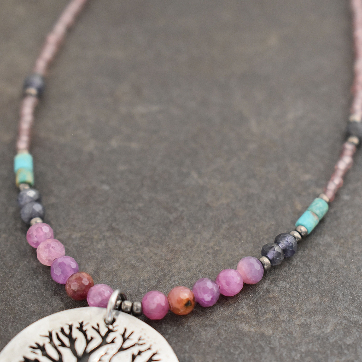 Beaded Oak Tree Necklace - Wild Hare Gems