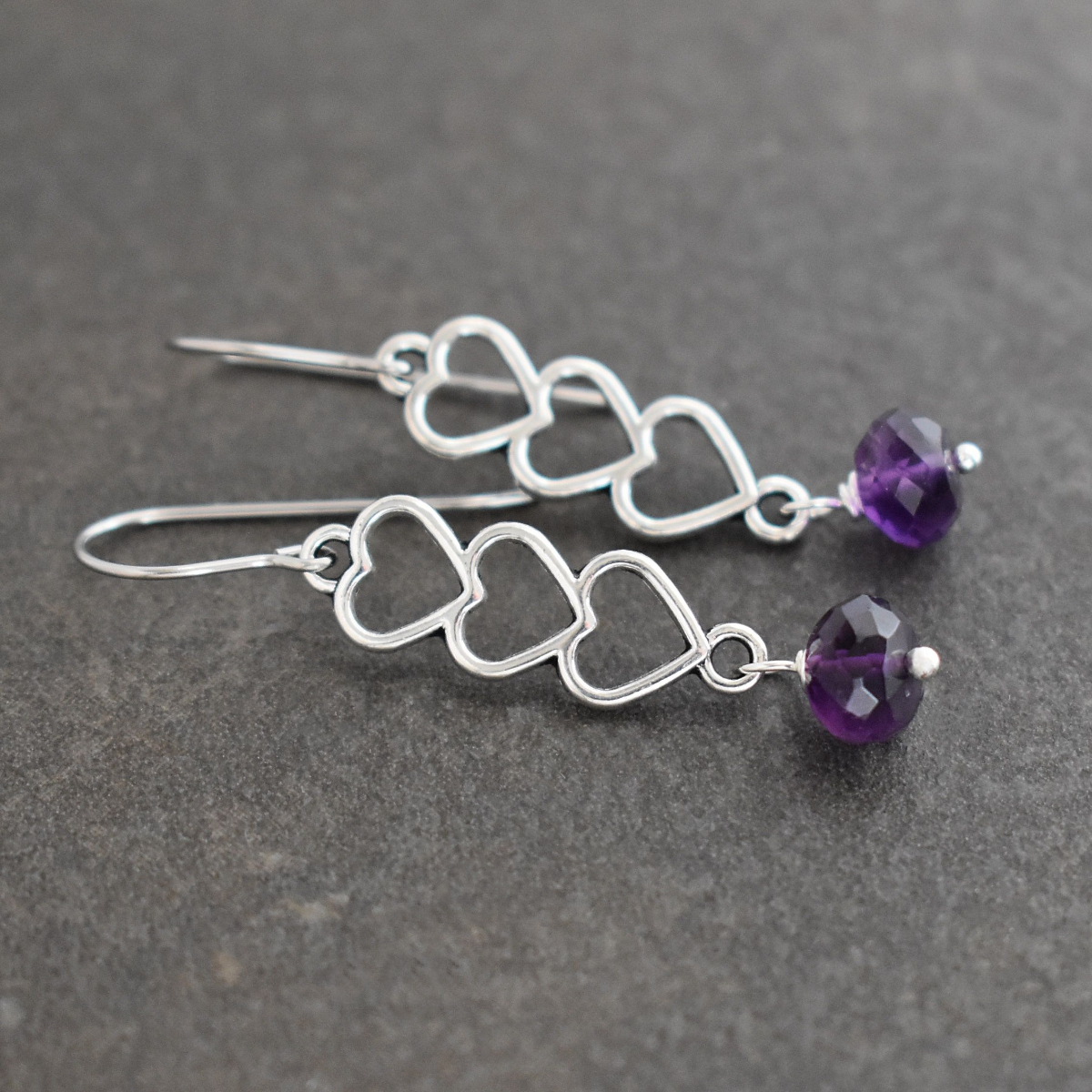 Triple Heart Earrings - Wild Hare Gems
