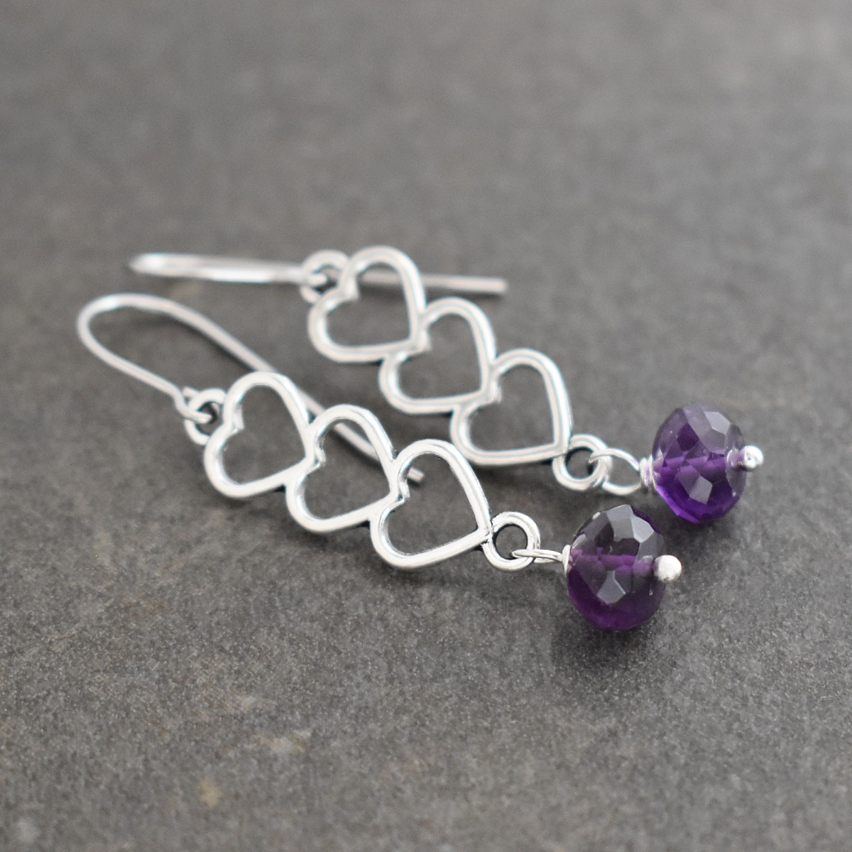 Triple Heart Earrings - Wild Hare Gems