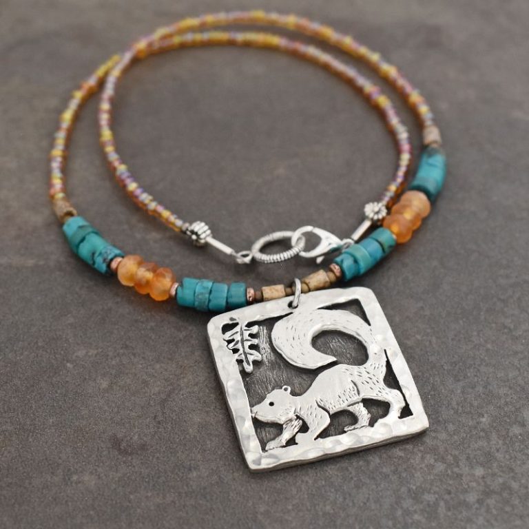 Beaded Squirrel Necklace - Wild Hare Gems
