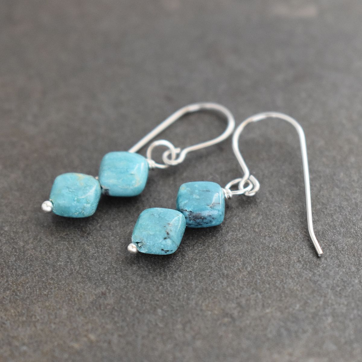 Turquoise Diamond Earrings - Wild Hare Gems
