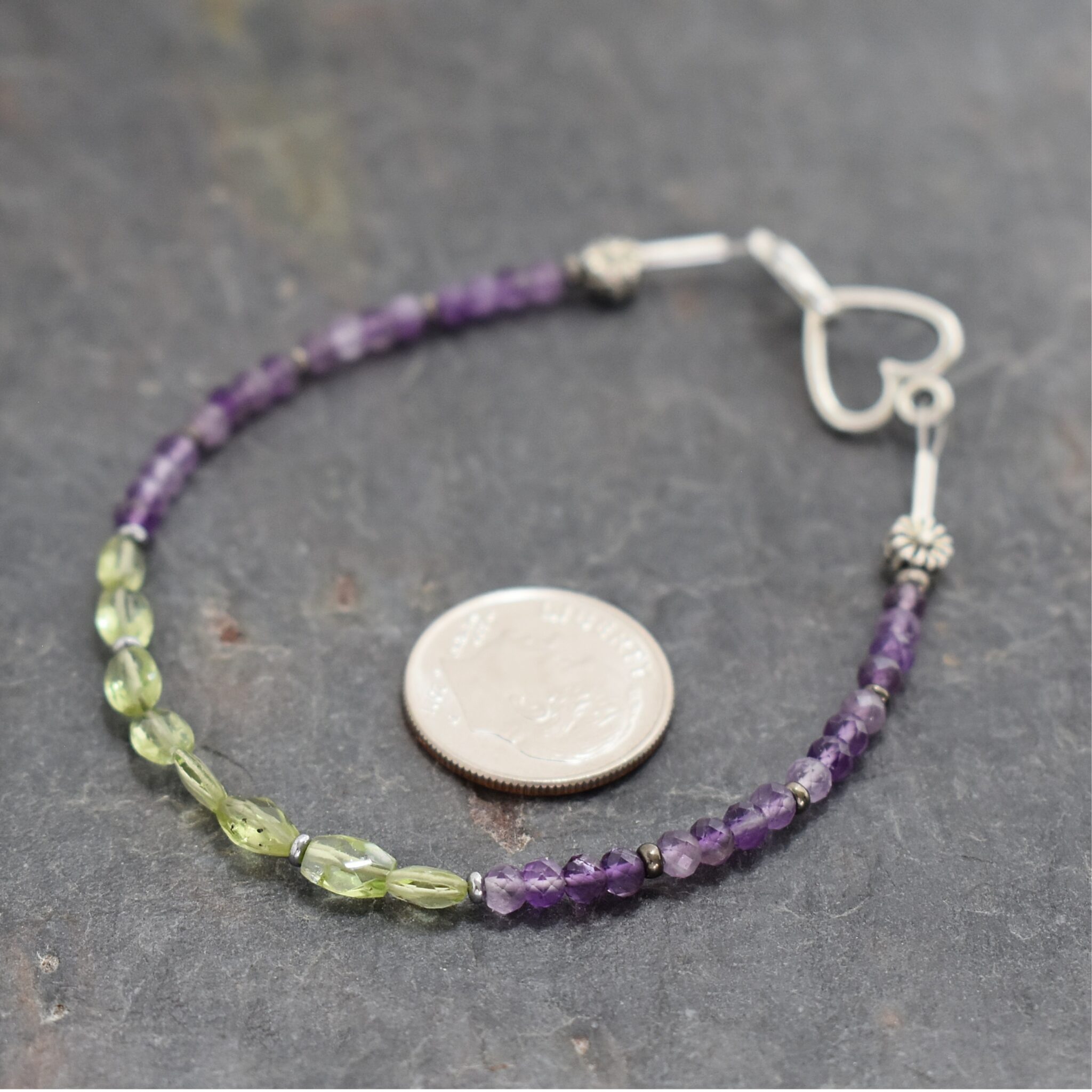 Amethyst Peridot Heart Bracelet – Wild Hare Gems